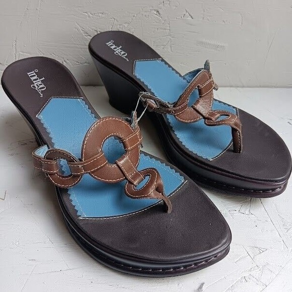 Clarks | Shoes | Indigo By Clarks 75 M Blue Leather Sandals Slipon ...